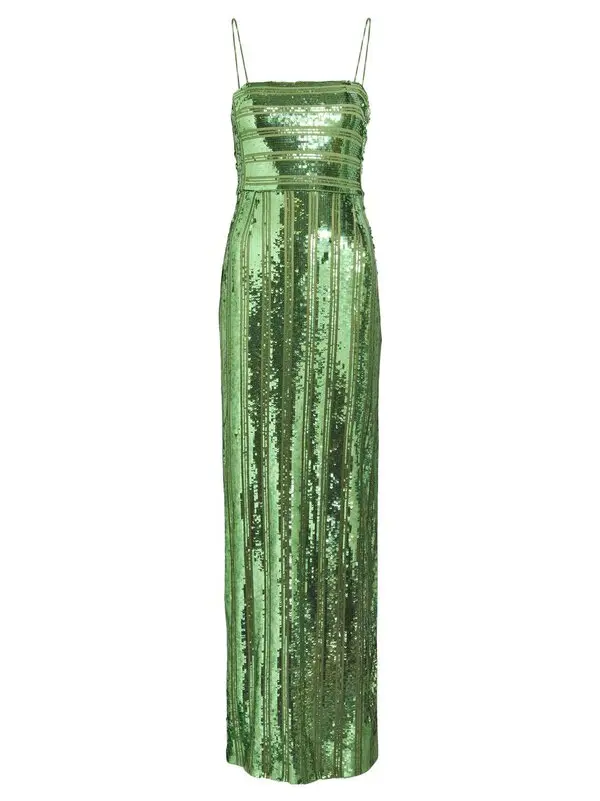 Galvan Stargaze Bandeau Sequin-embellished Maxi Dress - Green