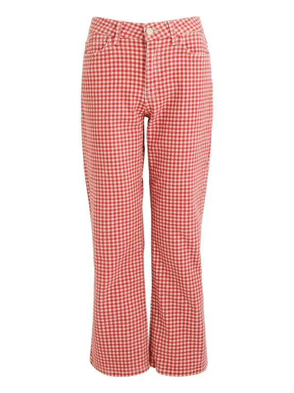 DAMSON MADDER Kenny Gingham Straight-leg Jeans - Red
