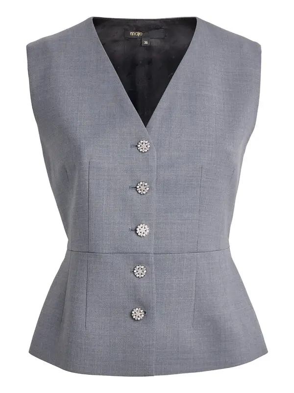 Maje Wool-blend Waistcoat - Black