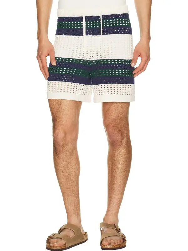 Agua Bendita Maury Shorts - Blue, Green, & White Stripe