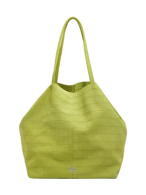 Bimba Y Lola Large Split Leather Shopper Bag - Lime