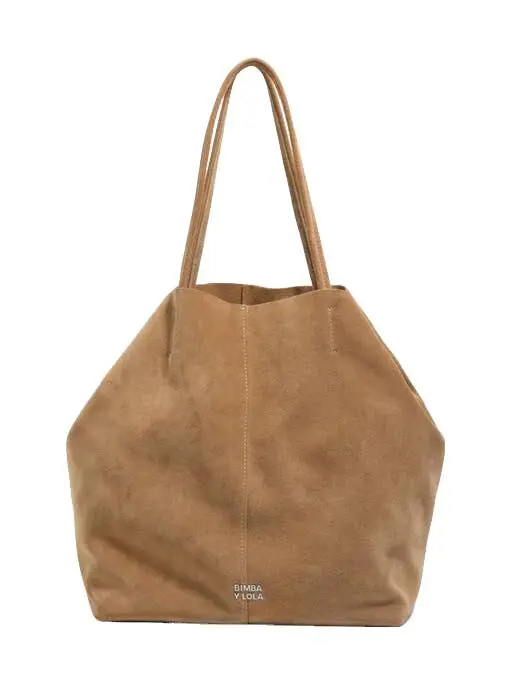Bimba Y Lola Large Split Leather Shopper Bag - Natural