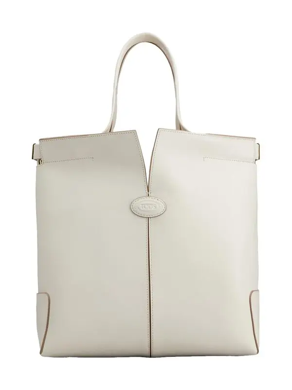 TOD'S Di Bag Folio Leather Shopper - Bianco Calce