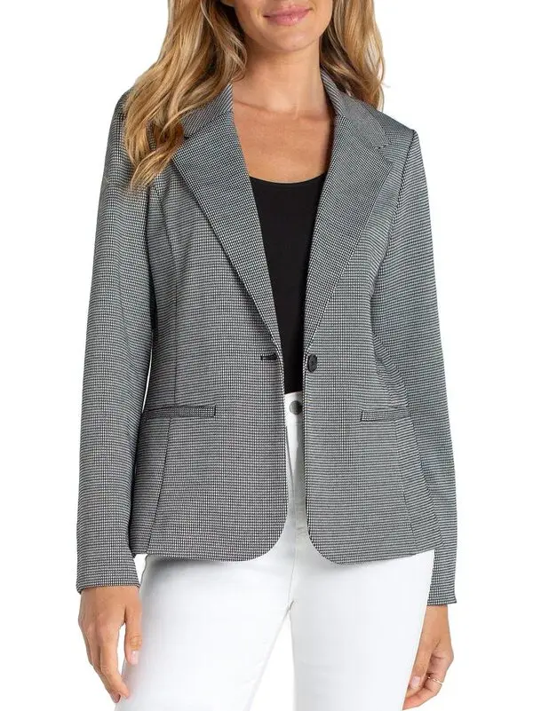 LIVERPOOL Checked One-button Blazer - B/w Mini Check