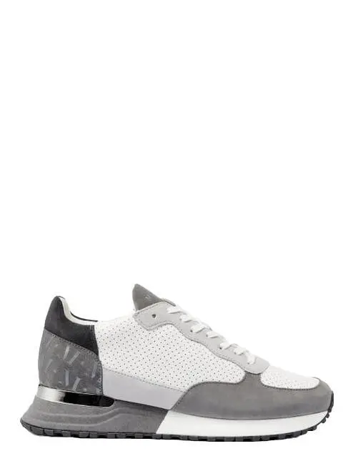 MALLET Popham Perforated Leather Sneakers - White/grey
