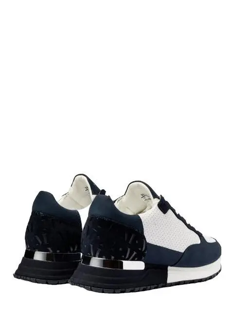 MALLET Popham Perforated Leather Sneakers - White/navy