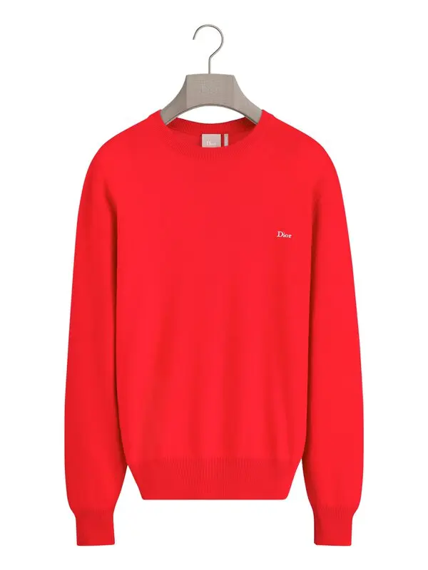 Dior Sweater With Embroidery - Red Cashmere Jersey