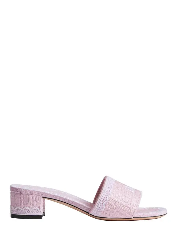 Dior Amour Dentelle Heeled Slide - Rose Soupir Dior Oblique Embroidered Cotton And White Lace