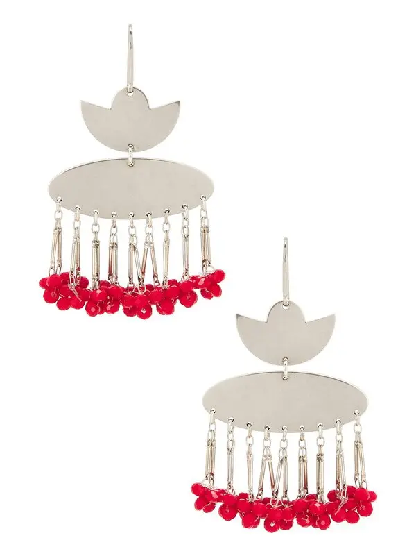 Isabel Marant Fringe Earrings - Red & Silver