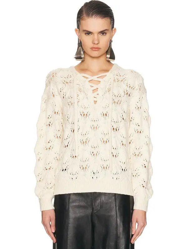 Isabel Marant Wendy Lace-up Knit Sweater - Ecru