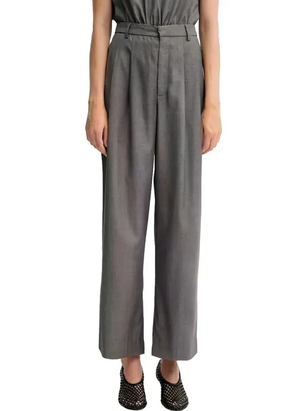 GESTUZ Gzeffy Belted Pleated Trousers - Grey