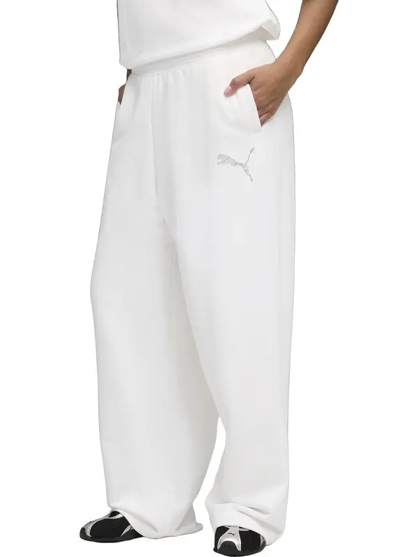 PUMA Essentials Graphic Slouchy Pants - White