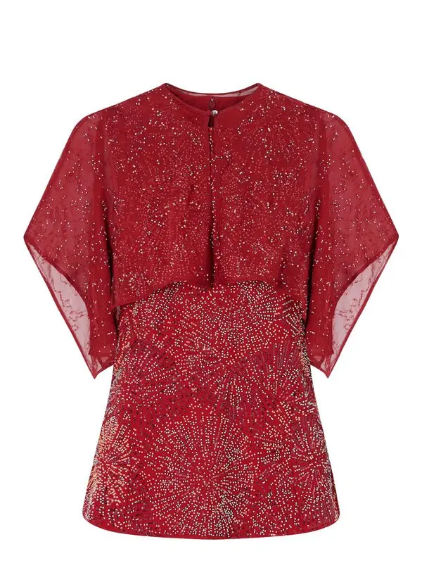 Rabanne Bead-embellished Blouse - Red