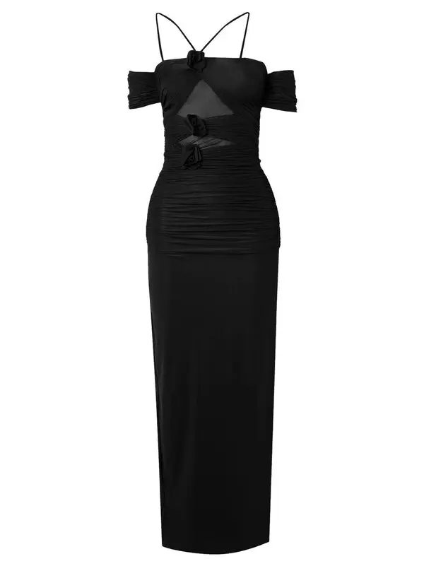 MAYGEL CORONEL Abisso Appliquéd Maxi Dress - Black