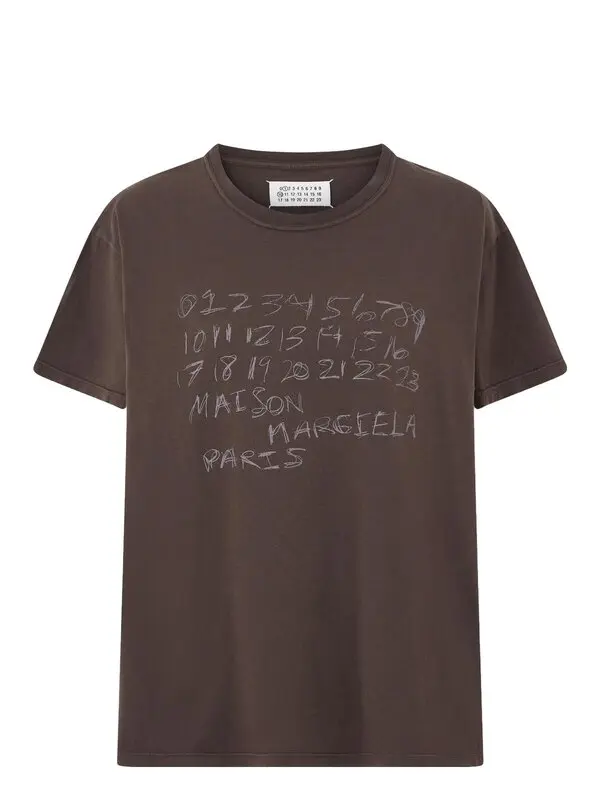 MAISON MARGIELA Numerical Printed Cotton-jersey T-shirt - Brown