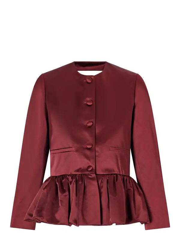 LIBEROWE Cotton-blend Duchesse-satin Peplum Jacket - Burgundy