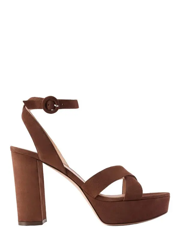 GIANVITO ROSSI Sabrina 70 Suede Platform Sandals - Brown