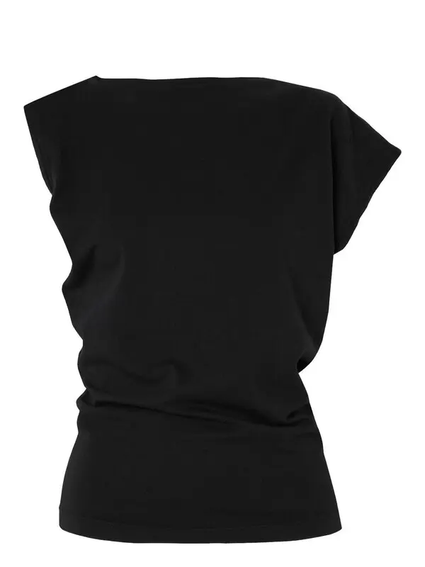 AGOLDE Beth Asymmetric Draped Cotton-jersey T-shirt - Black