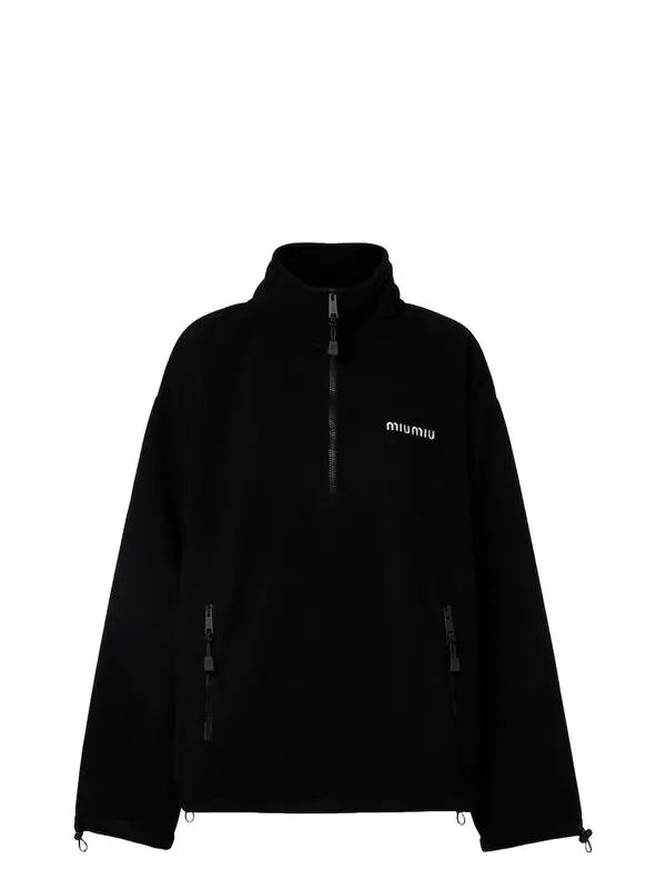 Miu Miu Logo Fleece Half-zip Sweatshirt - Black