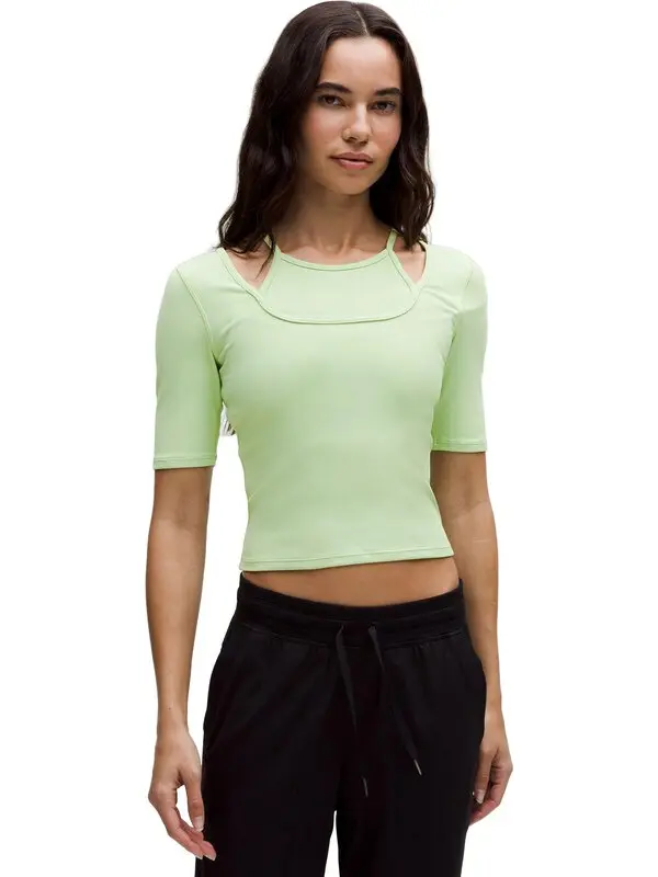 Lululemon Layered-look Ribbed Short-sleeve Shirt - Lemongrass