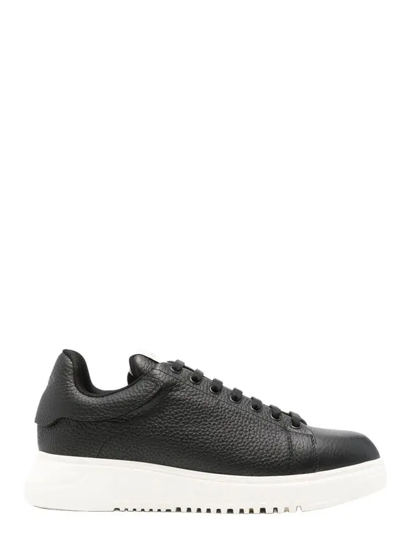 Emporio Armani Leather Sneakers - Black