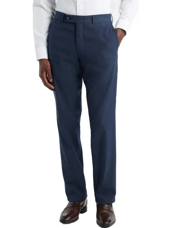 JACK VICTOR Piero Flat Front Stretch Cotton & Wool Trousers - Blue