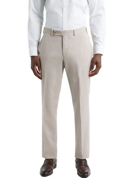 JACK VICTOR Piero Flat Front Stretch Cotton & Wool Trousers - Light Tan