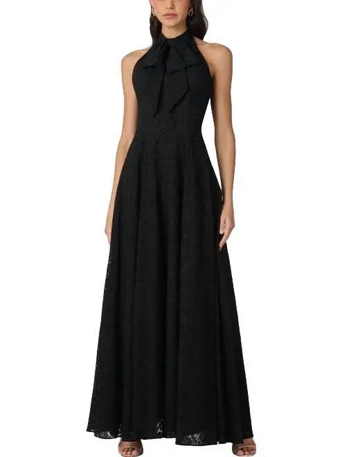 Shoshanna Floral Organza Halterneck Gown - Jet