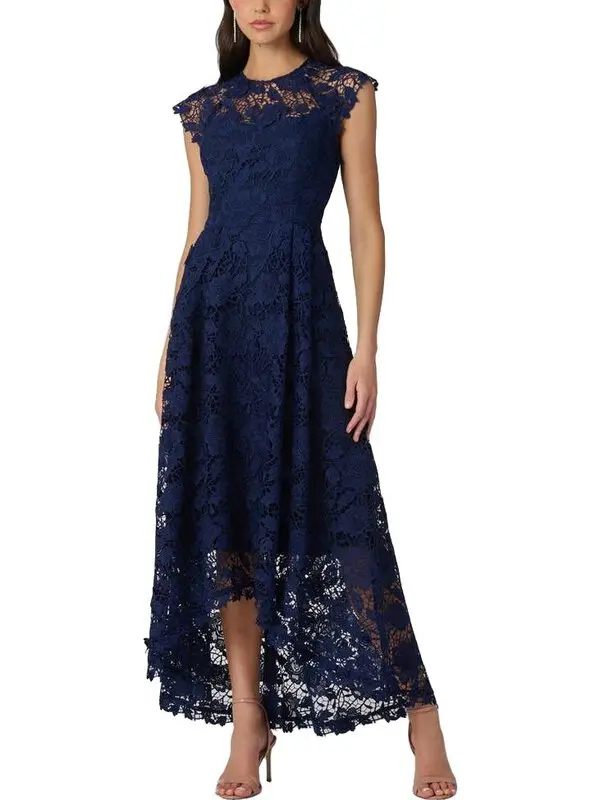Shoshanna Floral Lace High-low Dress - Navy