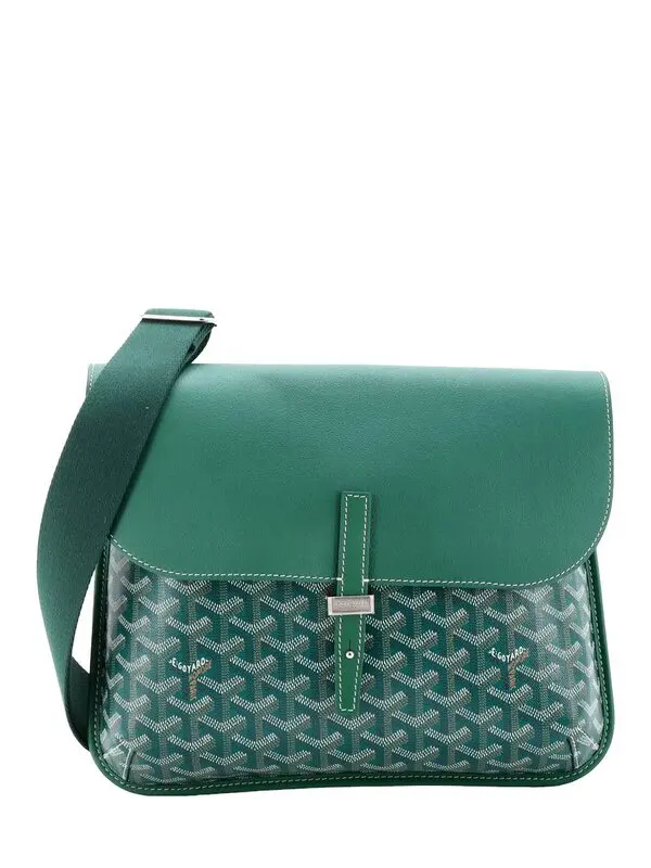 GOYARD Coursier Messenger Bag Coated Canvas And Leather - Green