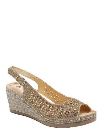 LACY COUTURE Embellished Wedge Heels - Gold
