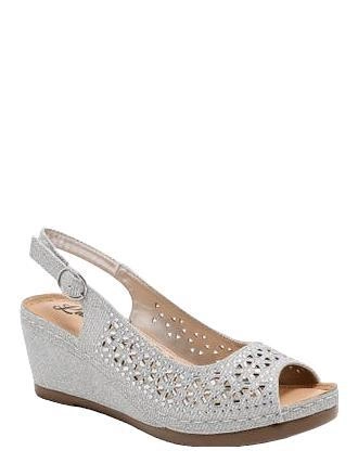 LACY COUTURE Embellished Wedge Heels - Silver