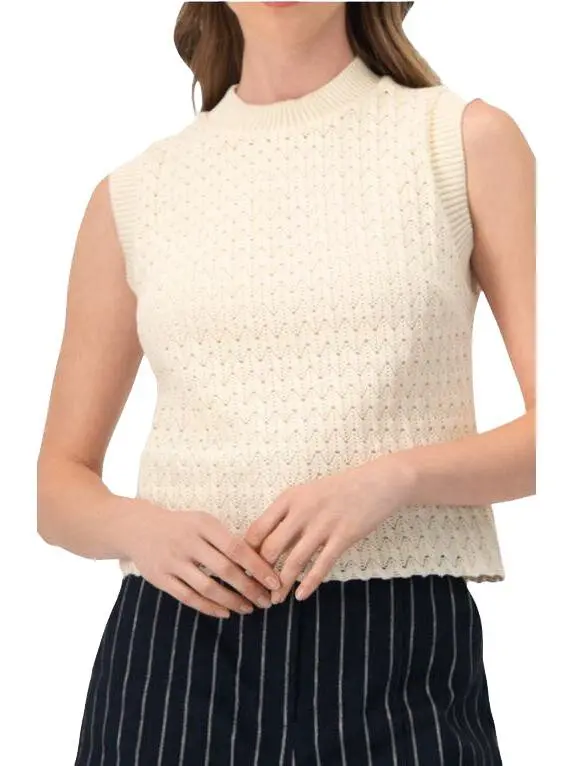 IVONNE Sleeveless Knitted Top - Natural