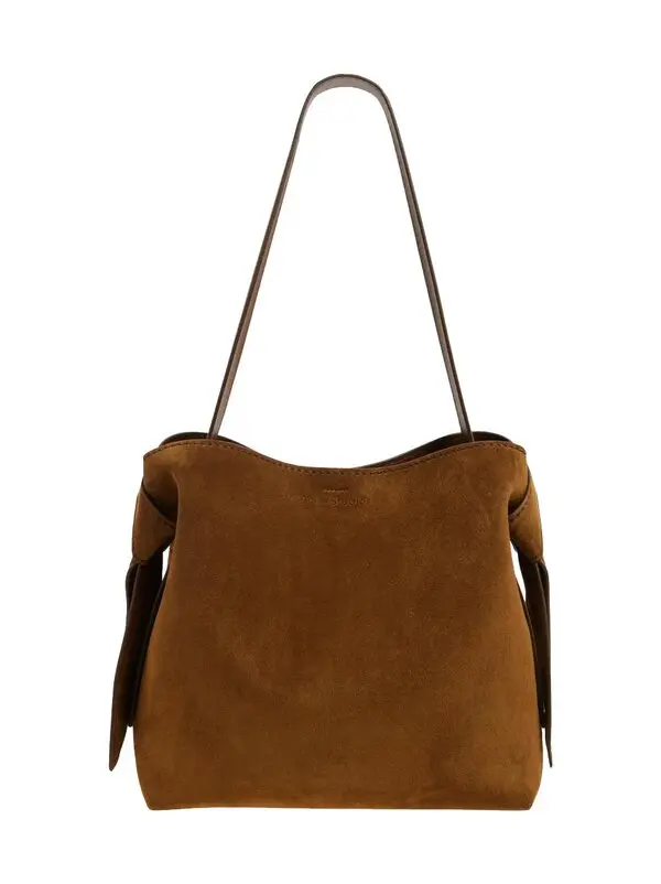 Acne Studios Midi Musubi Suede Shoulder Bag - Cognac Brown