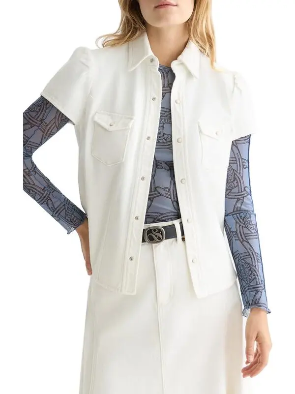 Scotch & Soda Puff Sleeve Denim Shirt - Stardust White