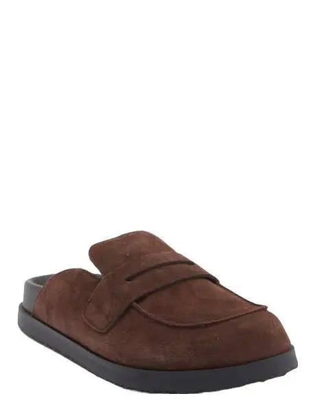 Steve Madden Toryn Loafer Mule - Brown Distressed Suede