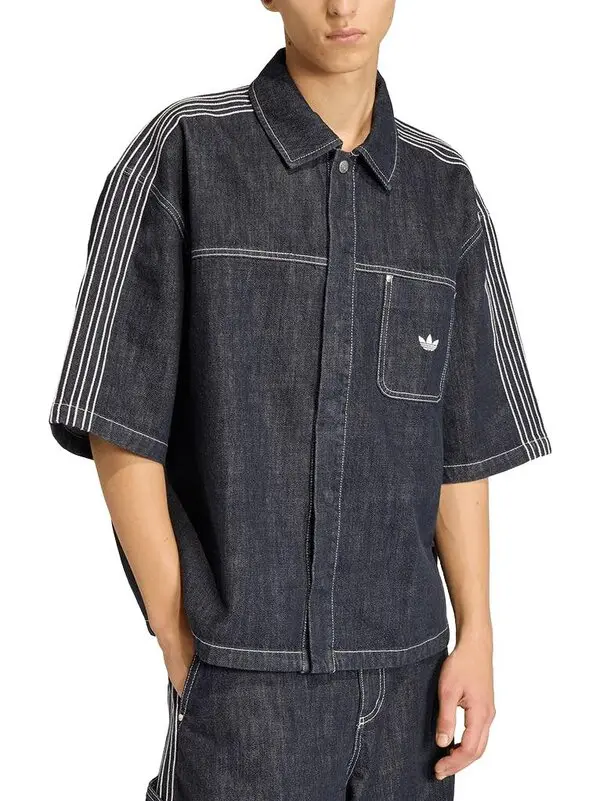 Adidas Denim Short Sleeve Button-up Shirt - Indigo Denim