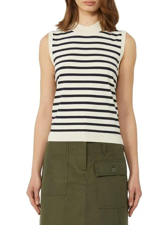 Max Mara Stallo Stripe Sleeveless Sweater - Navy