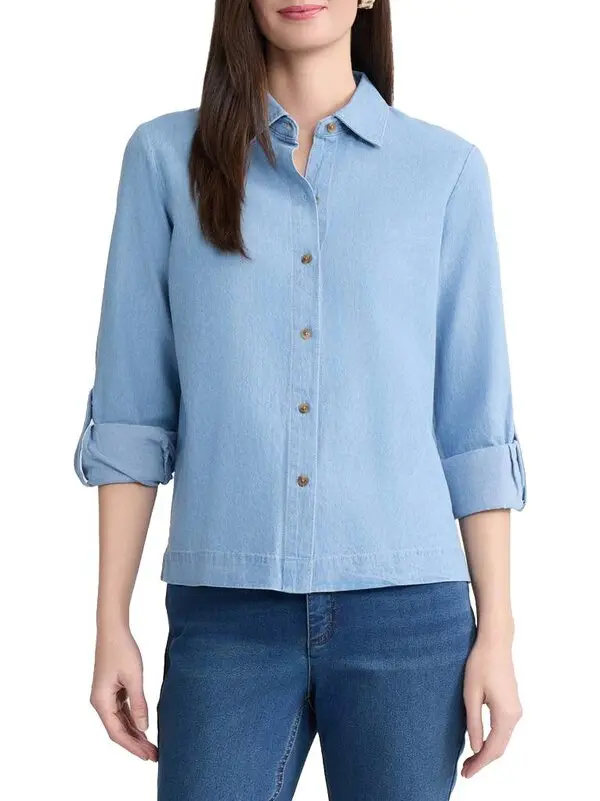 Jones New York Boxy Denim Button-up Shirt - Pisces Wash