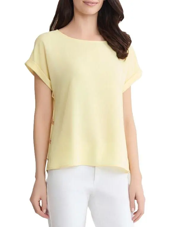 Jones New York Button Side Short Sleeve Top - Cornsilk