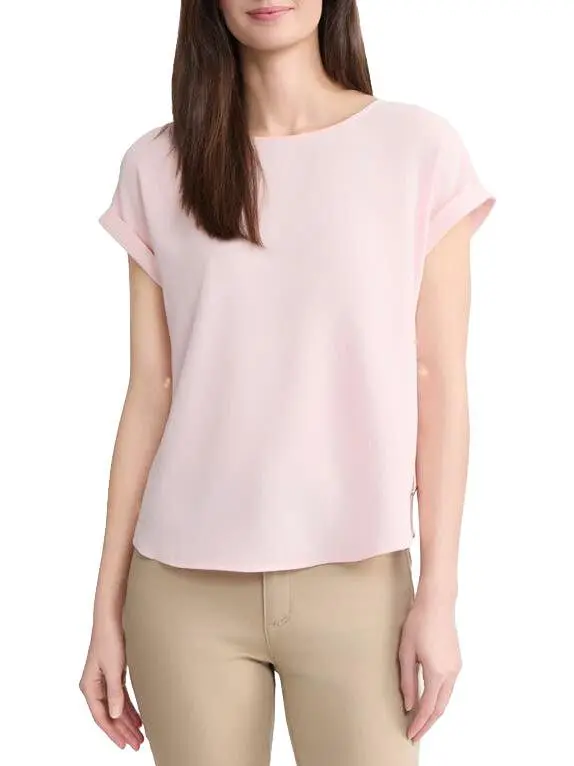 Jones New York Button Side Short Sleeve Top - Petal Pink
