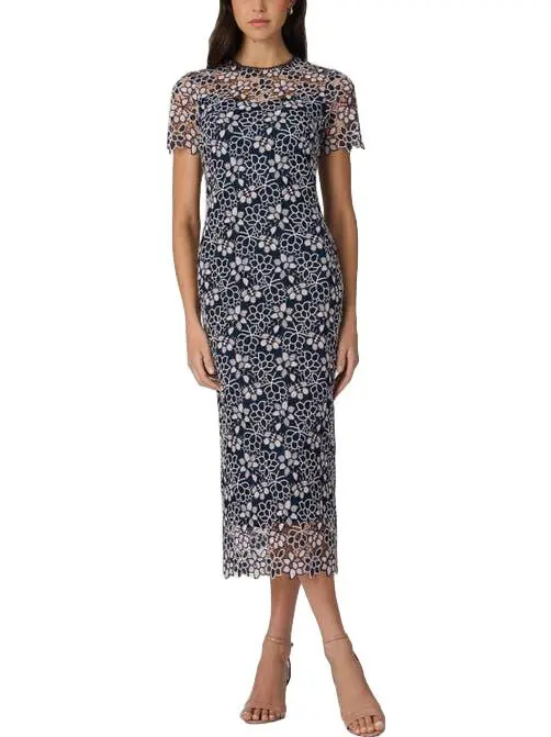 Shoshanna Kiriya Teresina Lace Pencil Dress - Navy/blush