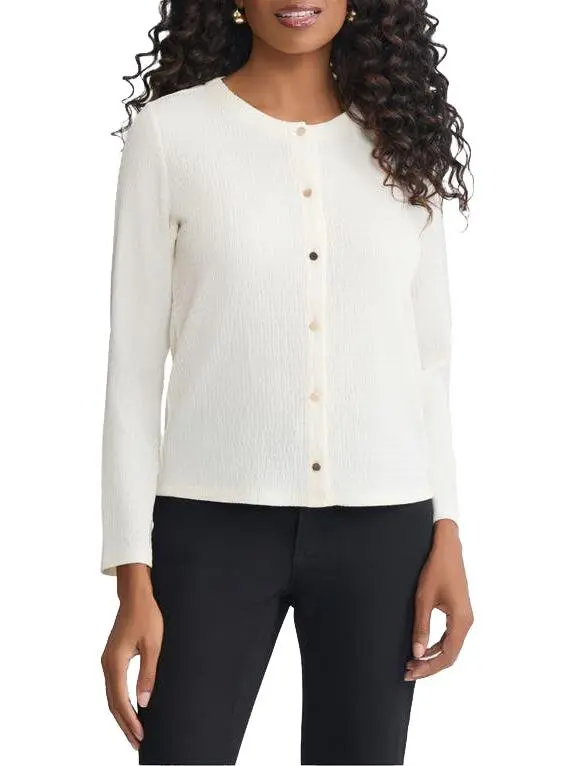 Jones New York Textured Knit Cardigan - White Sand