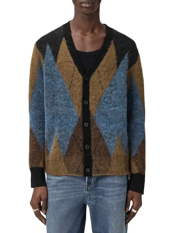 ALLSAINTS Beam Geo Pattern Cardigan - Cider Brown