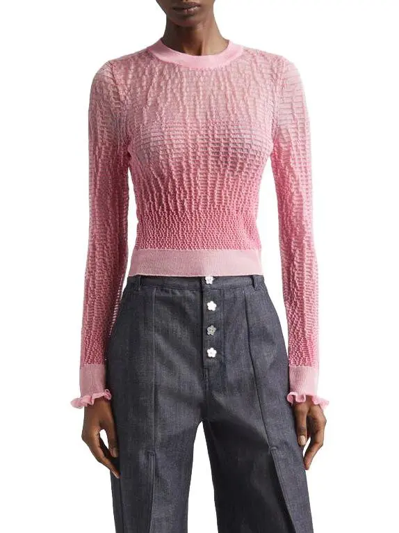 Cecilie Bahnsen Sheer Knit Crop Top - Pink Sheer Summer Knit