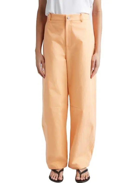 Partow High-waist Barrel Leg Cotton Pants - Coral