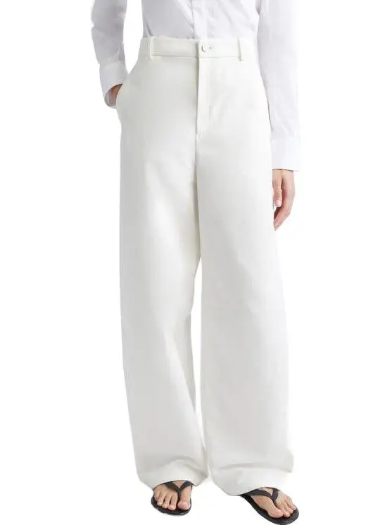 Partow High-waist Barrel Leg Cotton Pants - Ivory