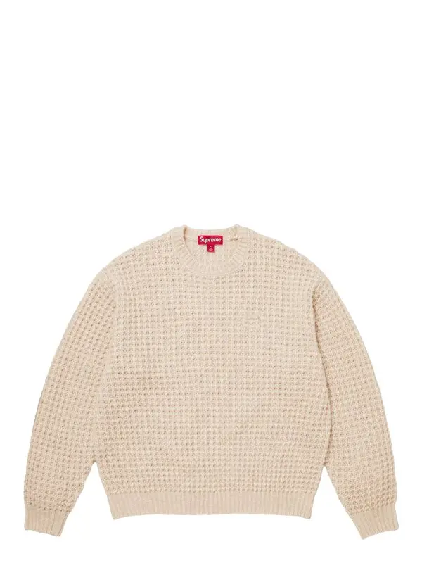 Supreme Small Box Waffle Sweater - Cream