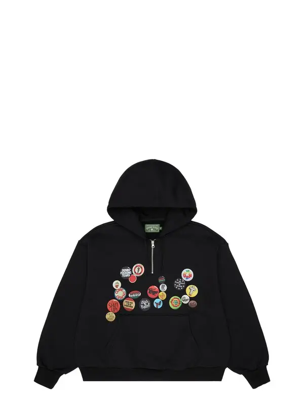 DENIM TEARS Quarter Zip Pin Hoodie - Black