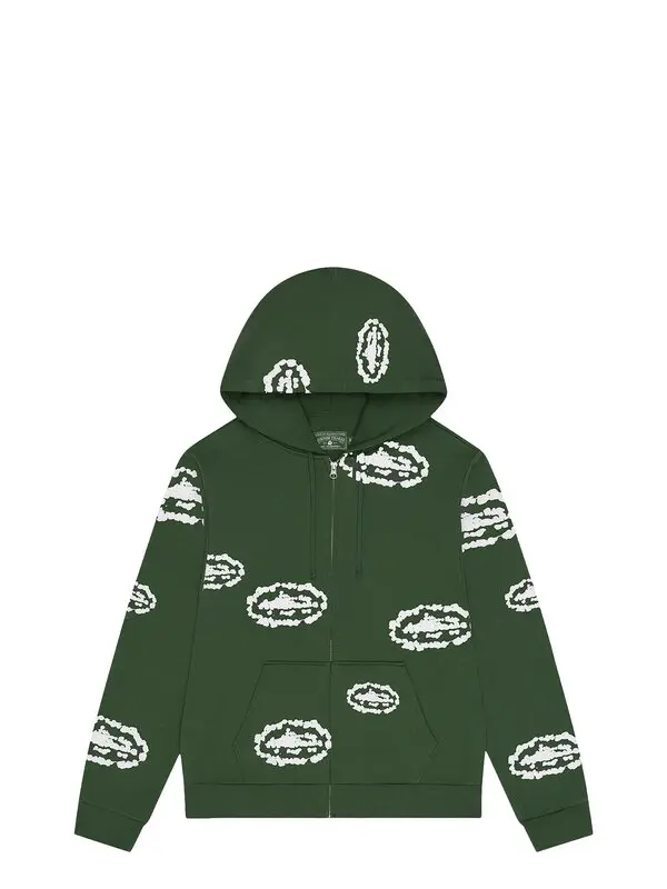 DENIM TEARS X Cortiez Island Wreath Zip Hoodie - Green